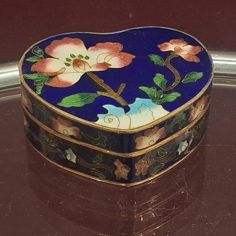Cloisonne Box Blue and Pink - Etsy New Zealand