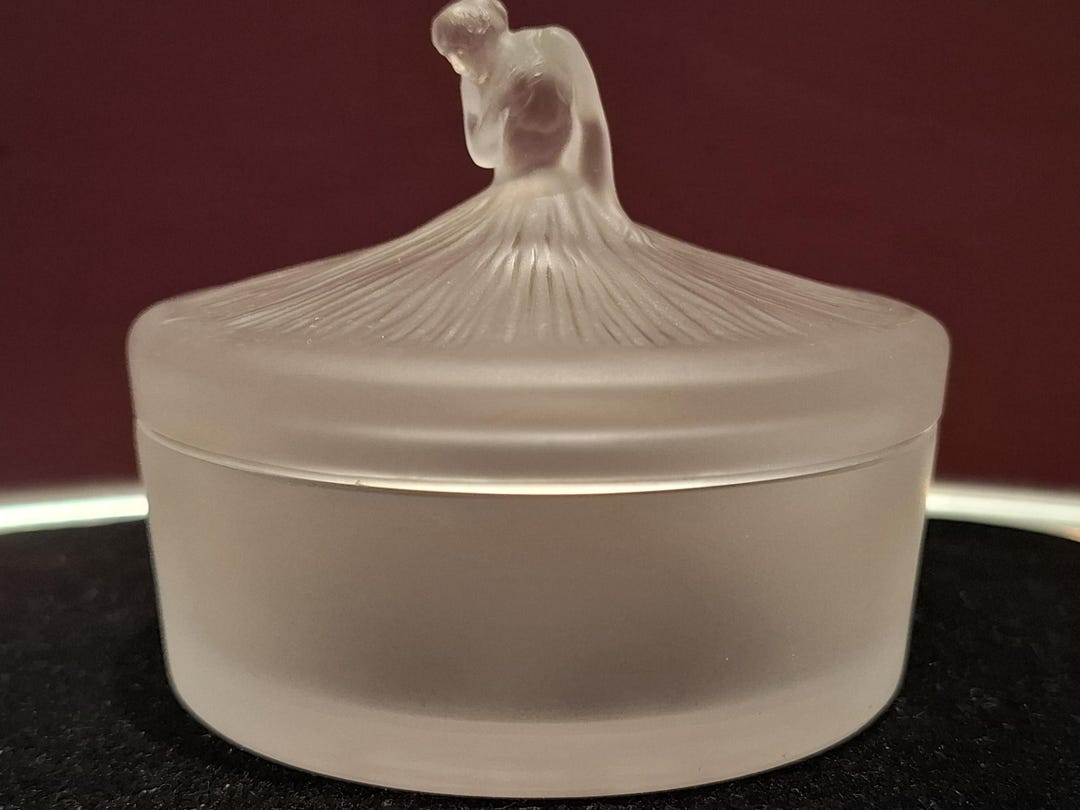 Lalique DEGAS Ballerina Frosted Crystal Round Powder Box, Signed, 1989 ...