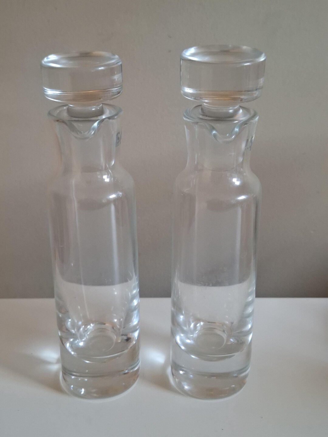Vintage Set of Two LSA Crystal Glass Oil and Vinegar Bottles With ...
