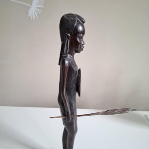 Wooden Ebony African Statue of Woman With Shield and Dagger - Etsy