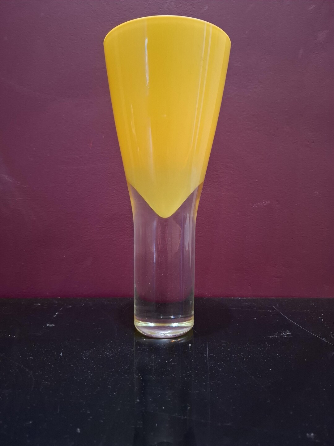 Yellow MCM Sommerso Inverted Cone Mid Century Vase - Etsy
