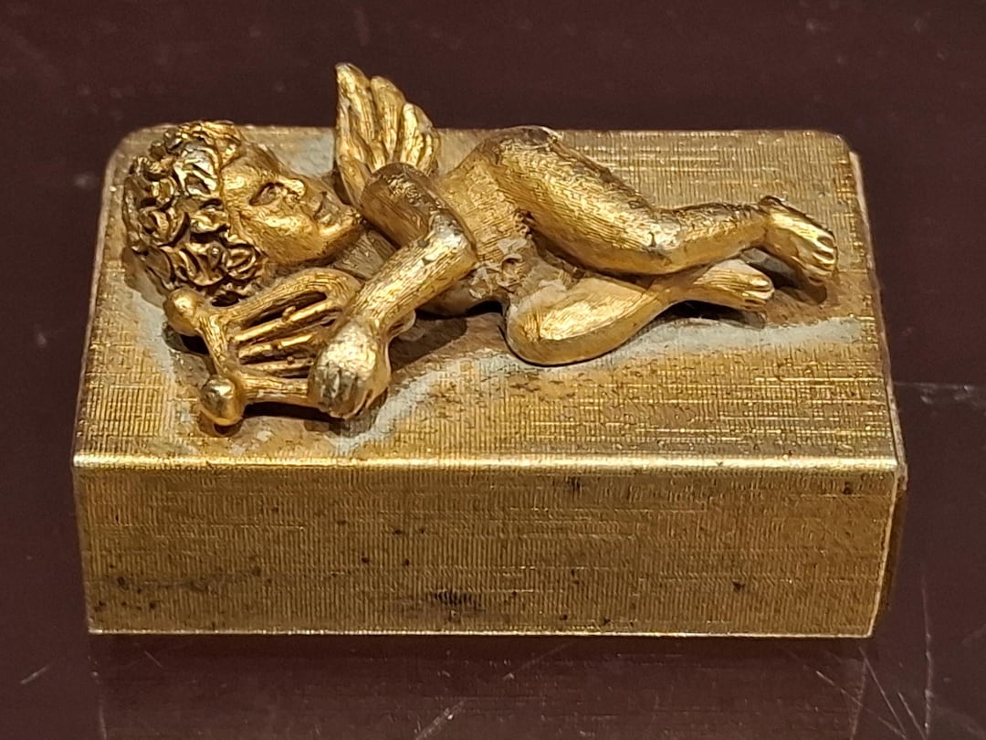 Vintage Gold Toned Figural Cherub Matchbox Cover - Etsy