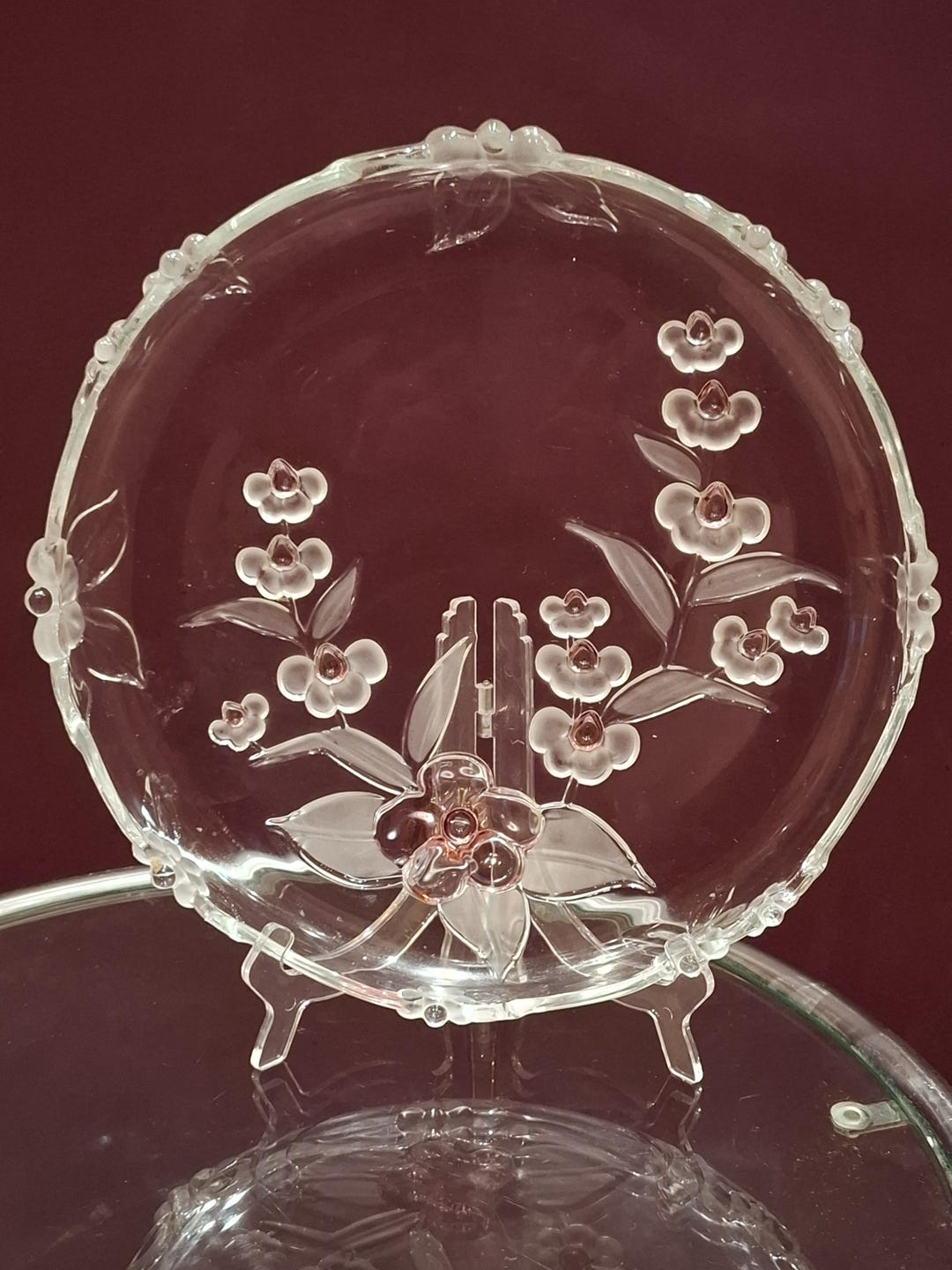 Vintage Large MIKASA Cherry Blossom Shallow Glass Bowl / Cake Plate ...