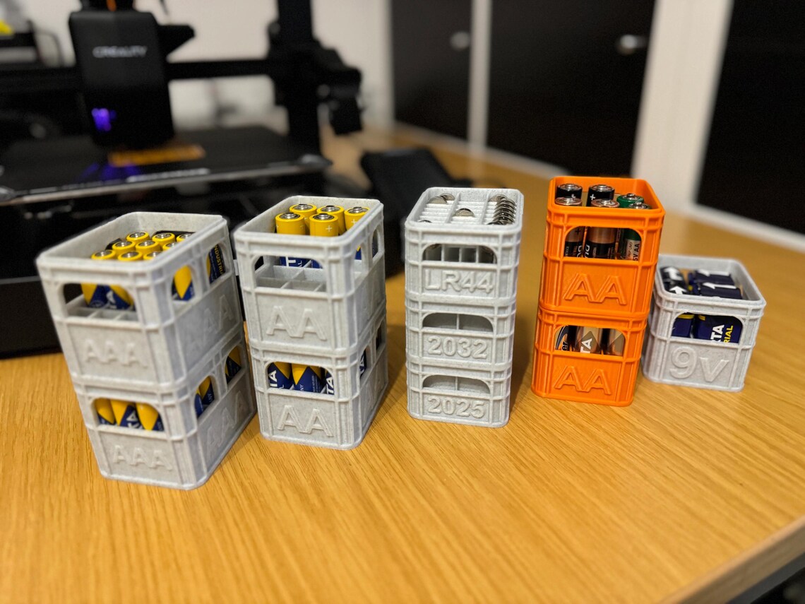 Mini Beer Crate 3d-printed Battery Holder – Organize AA, AAA, 9V, C, D ...
