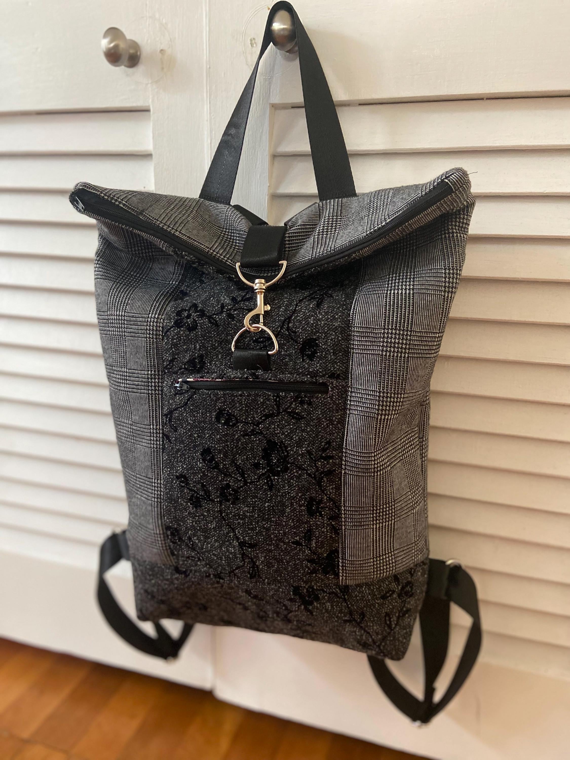Handmade Roll-top Backpack | Upcycled Wool and Cotton | Made in USA - Etsy