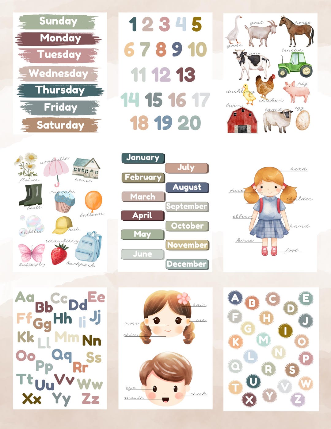 Printable Learning Posters for Ages 1-3 - Etsy
