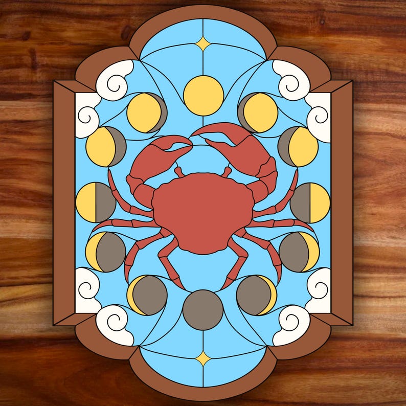 Cancer Zodiac Stained Glass Pattern | Transparent PNG & PDF | Cricut ...