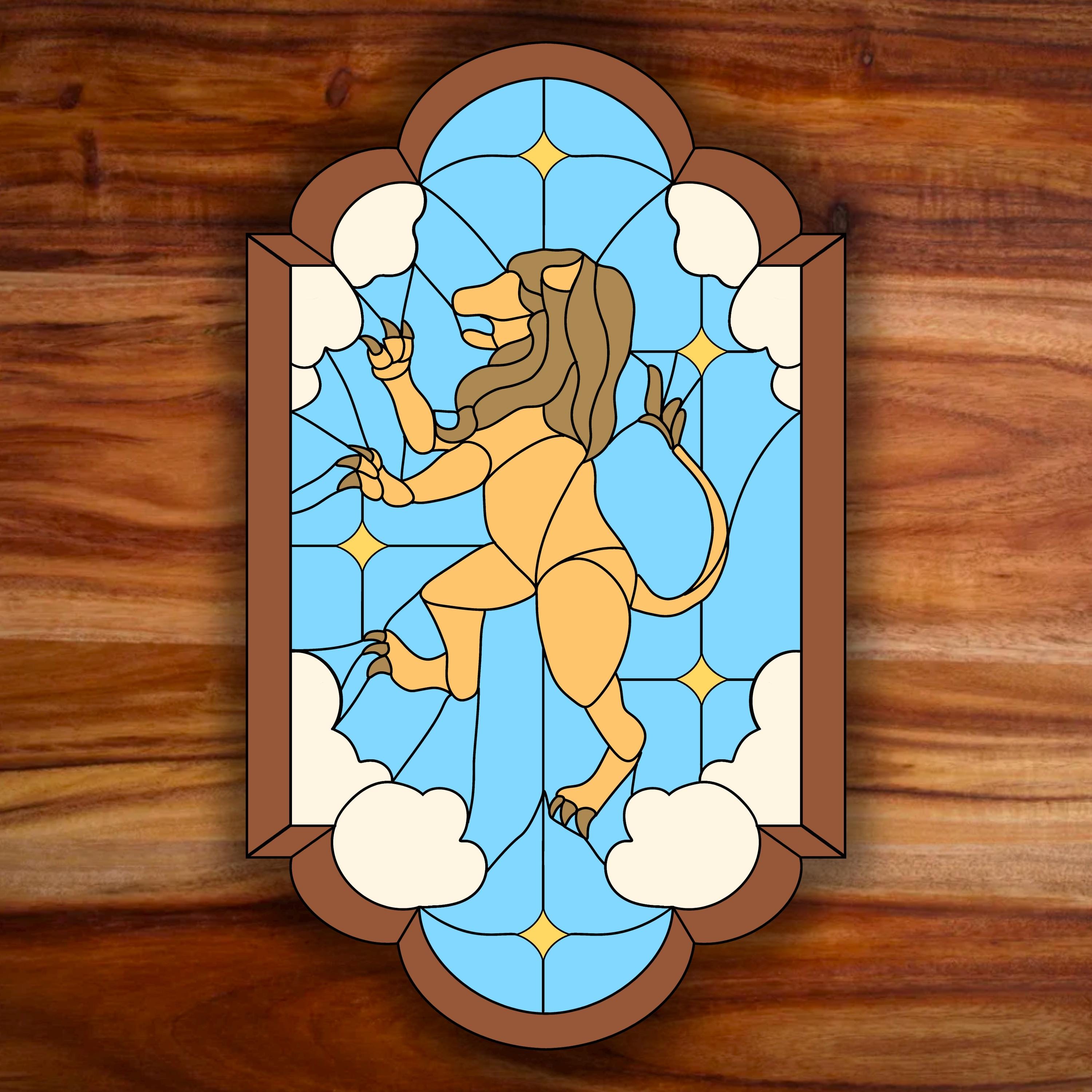 Leo Zodiac Stained Glass Pattern | Transparent PNG & PDF | Cricut ...