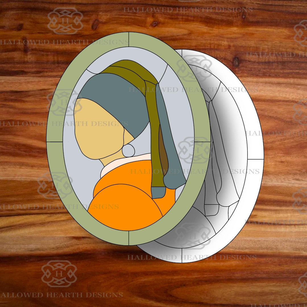 Stained Glass Pattern: Girl With Pearl Earring, Vermeer (PNG, PDF) - Etsy