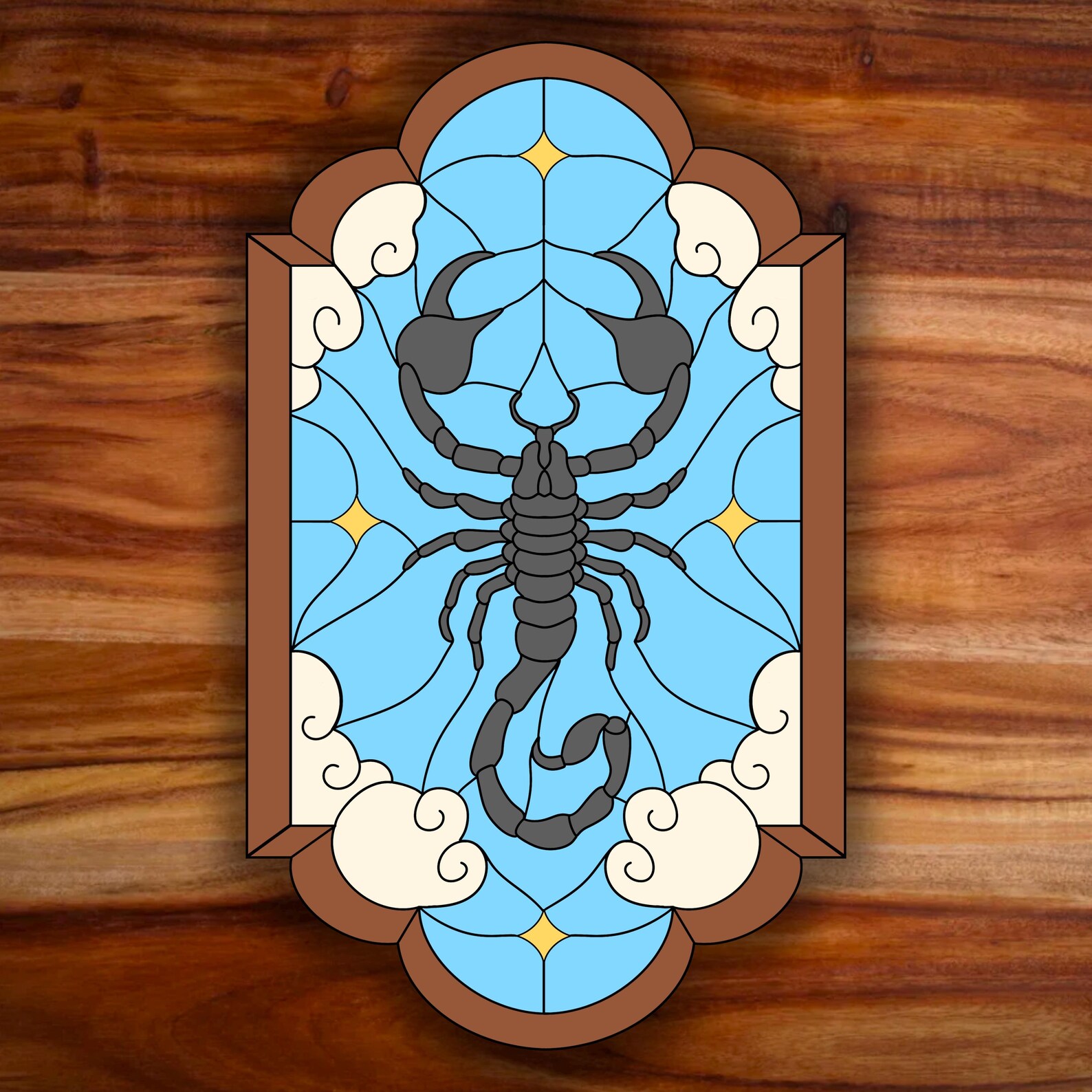 Scorpio Zodiac Stained Glass Pattern | Transparent PNG & PDF | Cricut ...