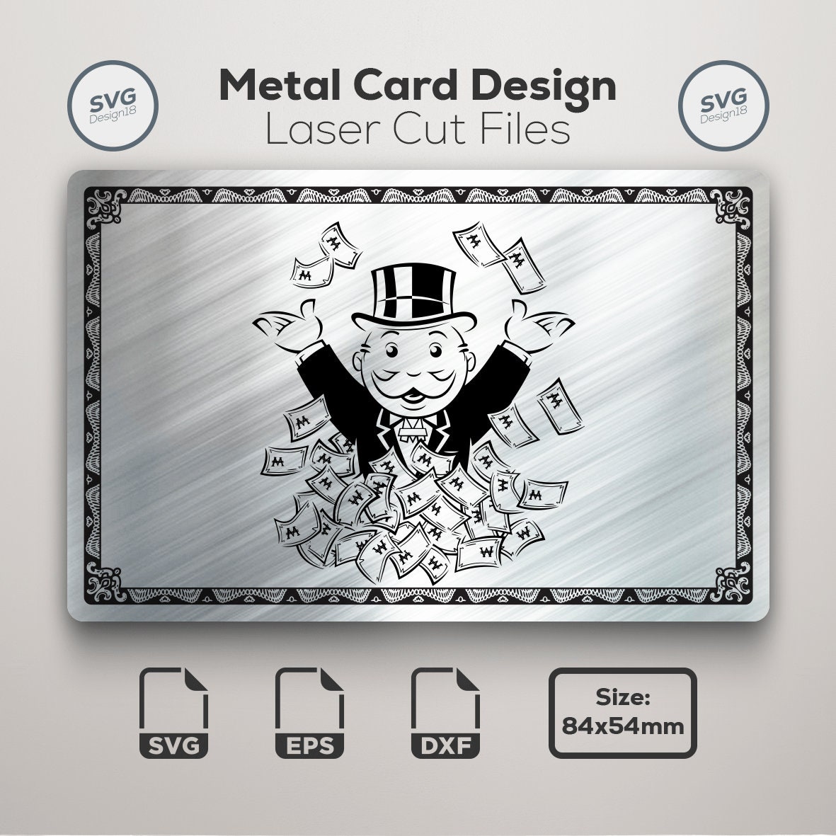Metal Card Design Monopoly Man Money SVG EPS DXF Digital Download - Etsy