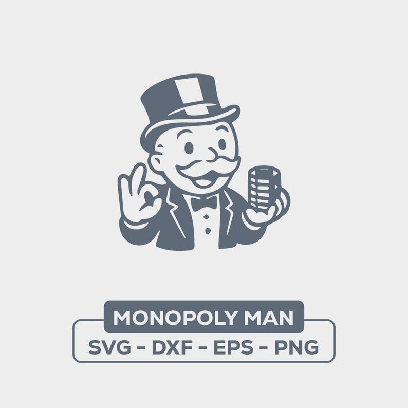 Monopoly Man SVG: Dapper Vintage Gentleman Clipart (svg, Png, Eps, Dxf ...