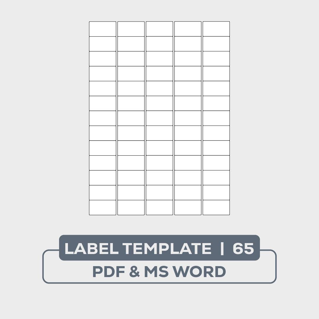 Label Template | 65 Label per Sheet 199.1mm X 289.1mm Printable Sticker Template | PDF & Word - Etsy