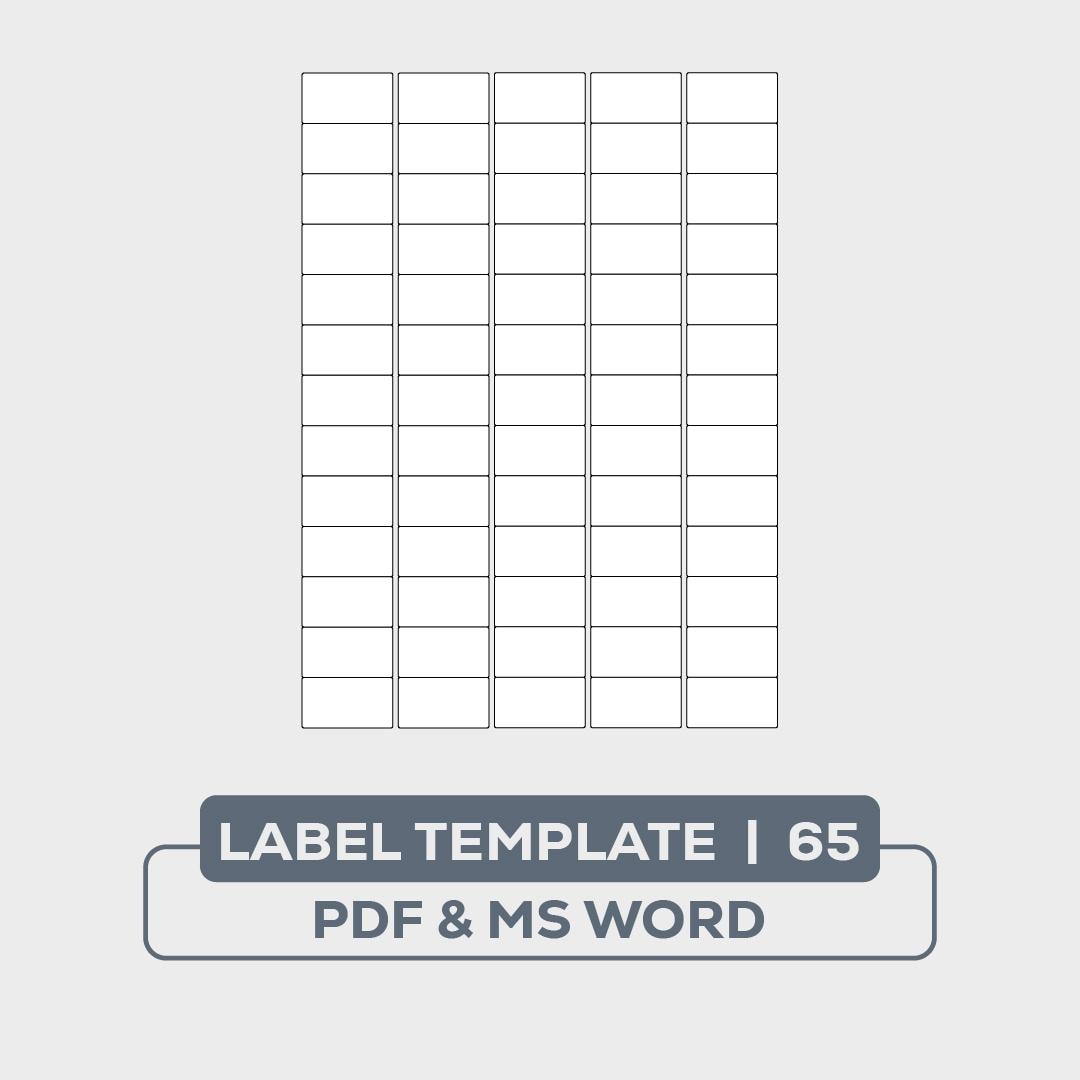 65 per Sheet Label Template (PDF & MS Word) - Printable Labels - Etsy