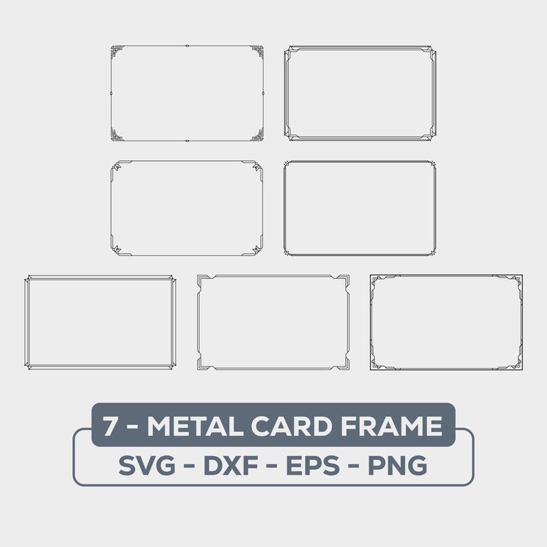 Vintage Metal Card Frame SVG Bundle: Laser Cut Border Design (digital ...