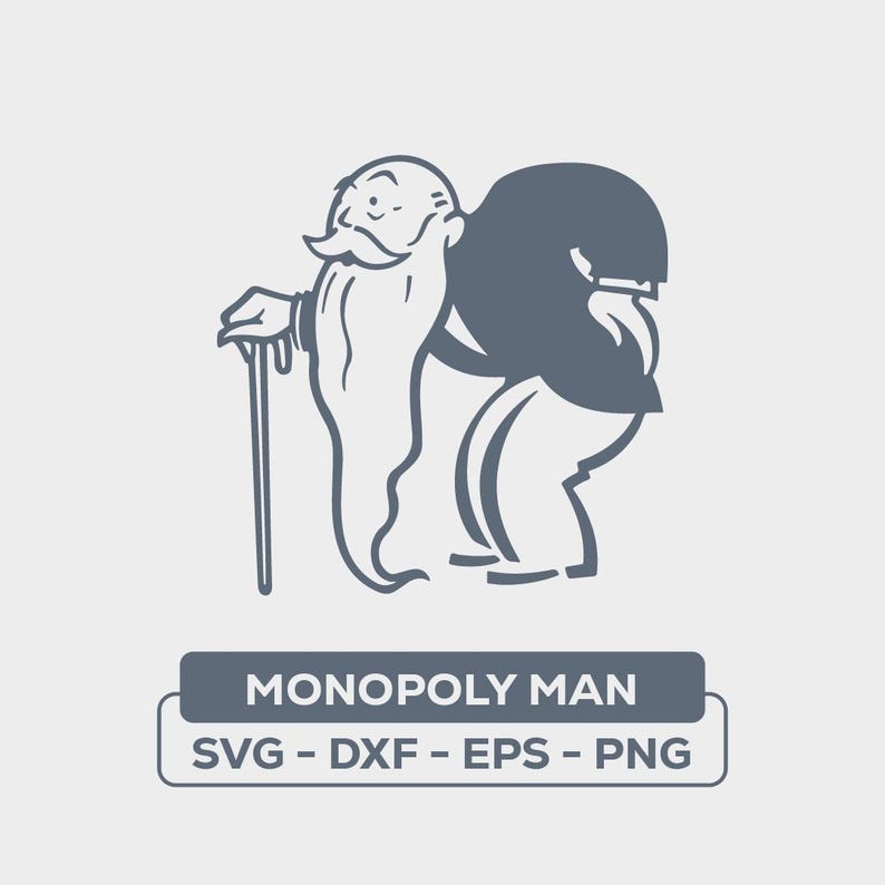 Monopoly Man SVG: Old Man With Cane Cut File (digital Download) - Etsy ...
