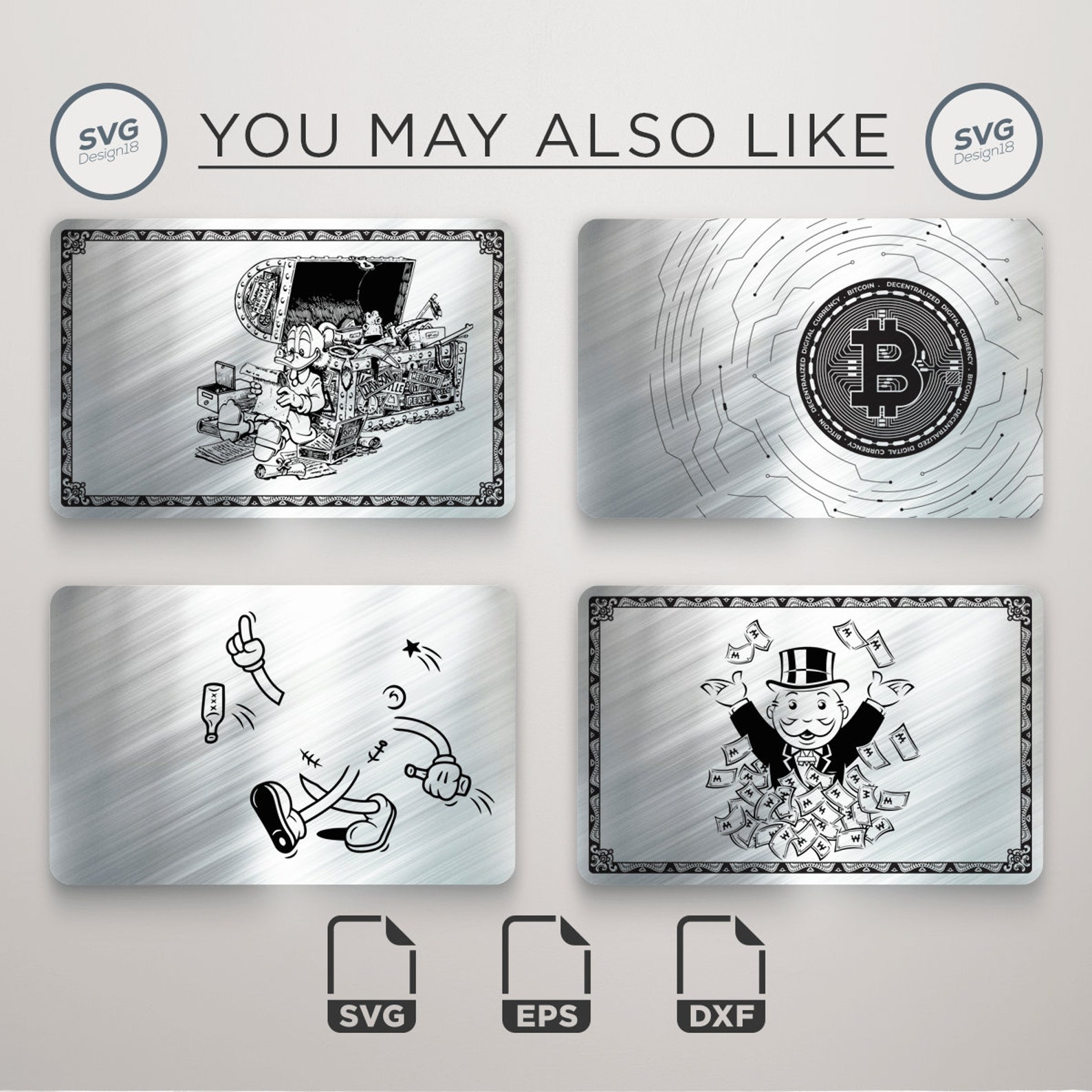 Metal Card Design | Monopoly Man + Money + Weapon | SVG - EPS - DXF ...