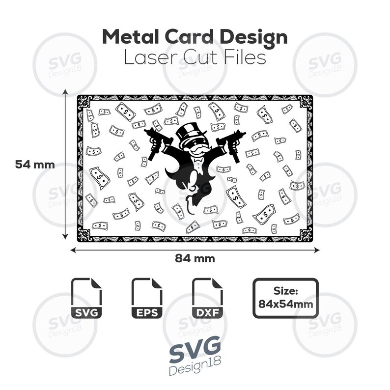 Metal Card Design | Monopoly Man + Money + Weapon | SVG - EPS - DXF ...