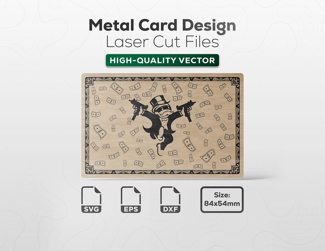 Metal Card Design | Monopoly Man + Money + Weapon | SVG - EPS - DXF ...