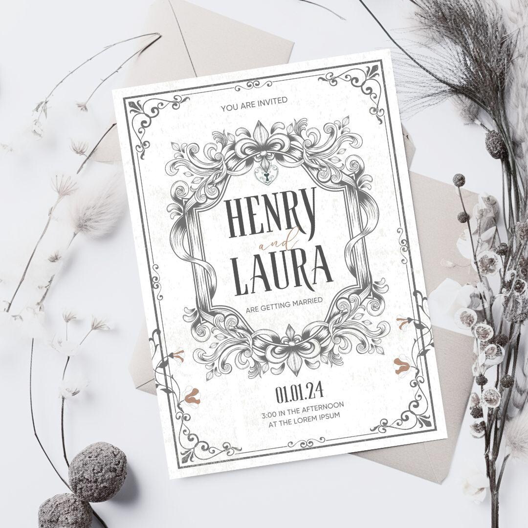 Unique Vintage / Victorian Style Wedding Invitation - Etsy