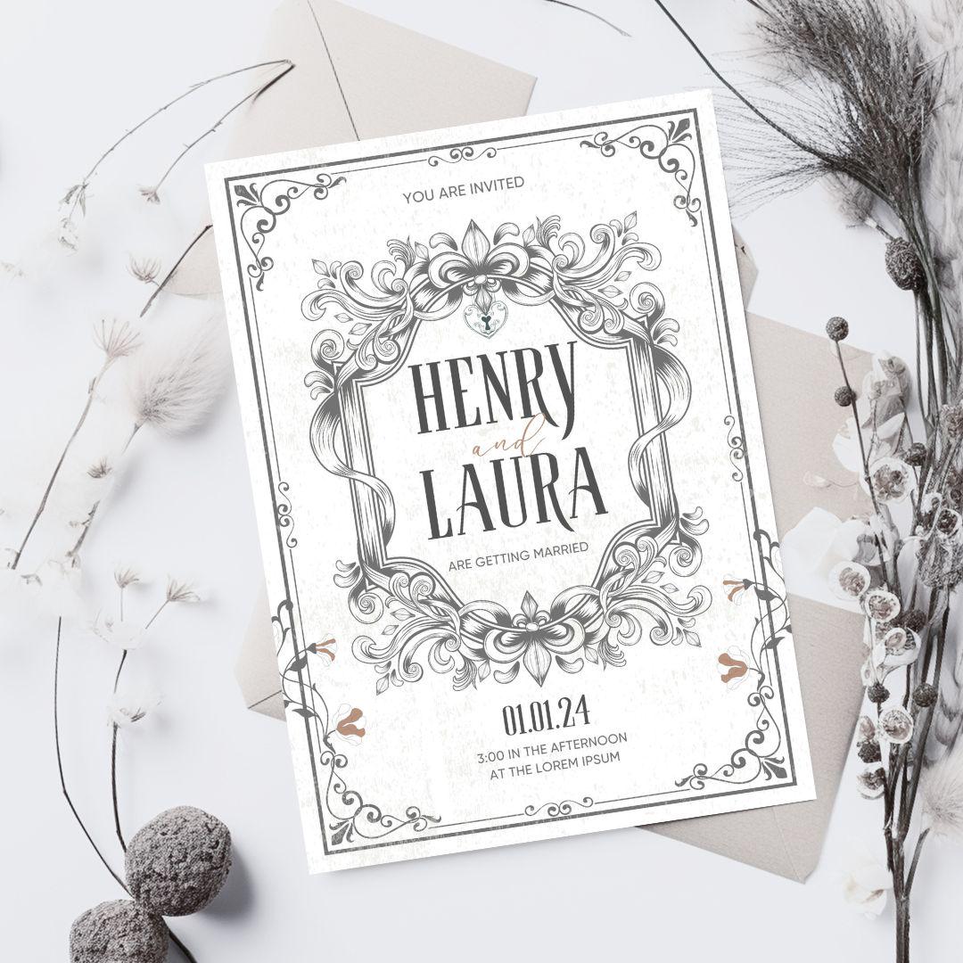 Unique Vintage / Victorian Style Wedding Invitation - Etsy