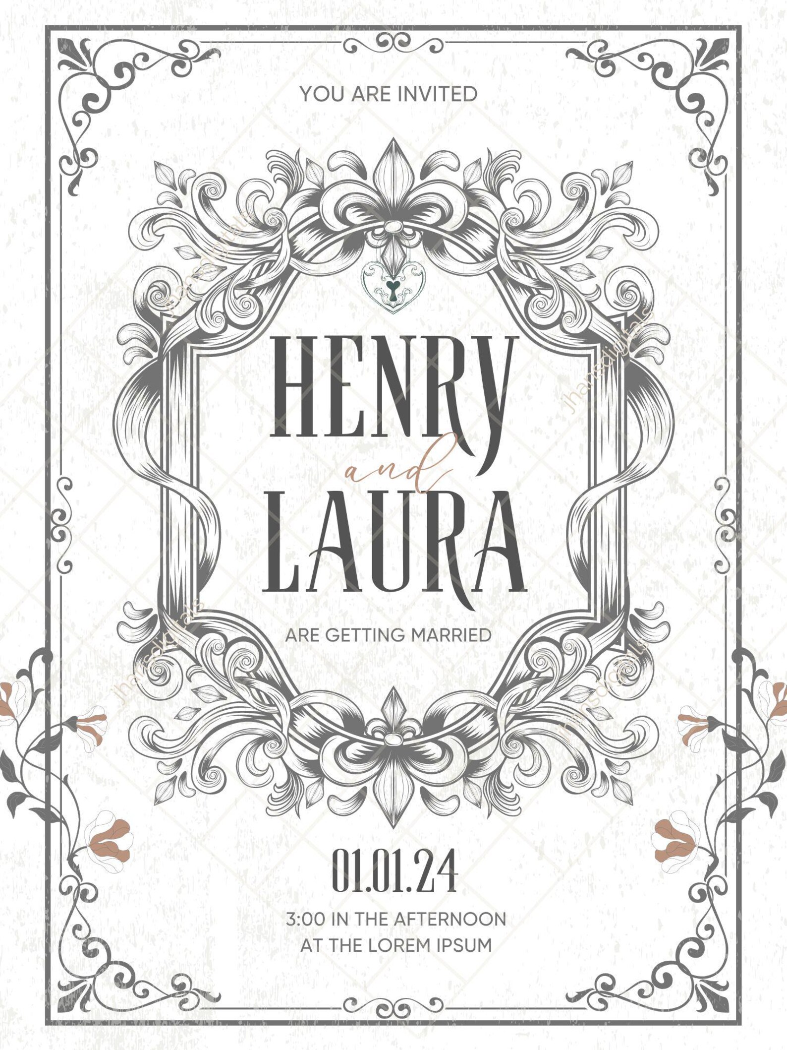 Unique Vintage / Victorian Style Wedding Invitation - Etsy