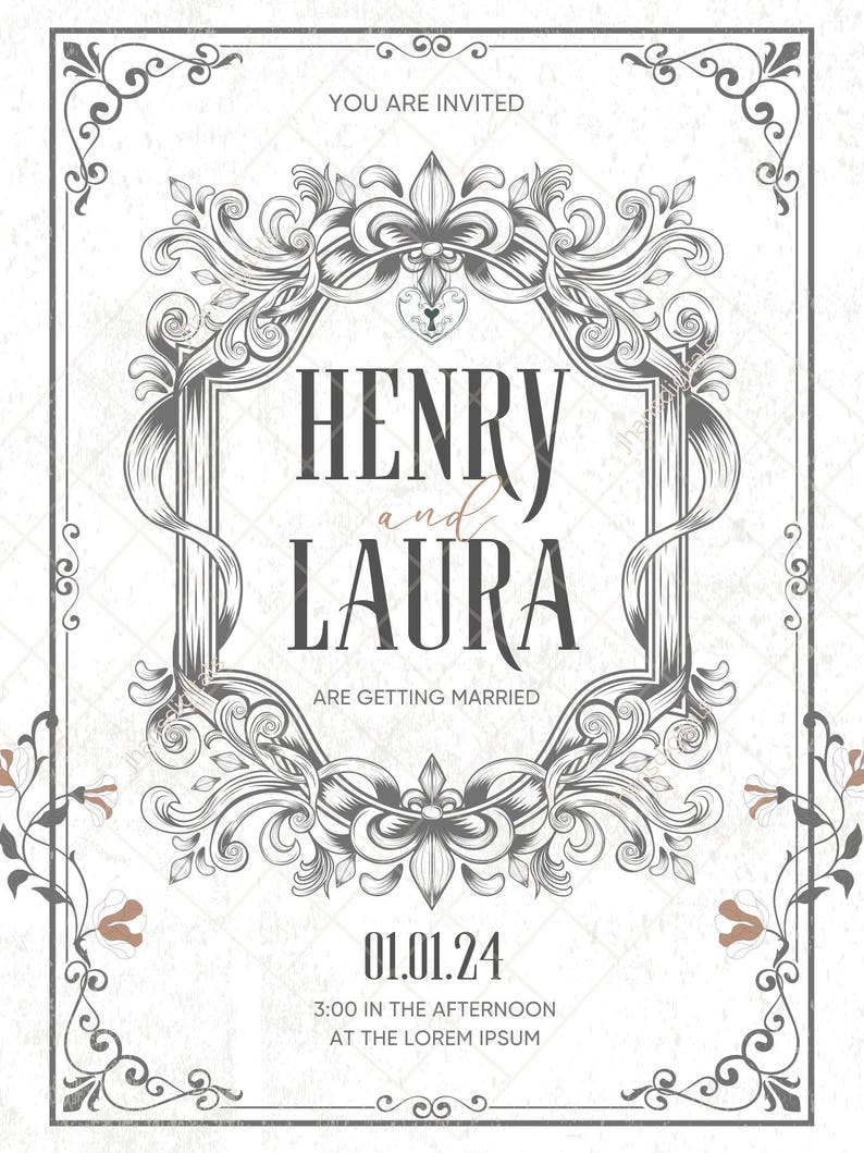 Unique Vintage / Victorian Style Wedding Invitation - Etsy