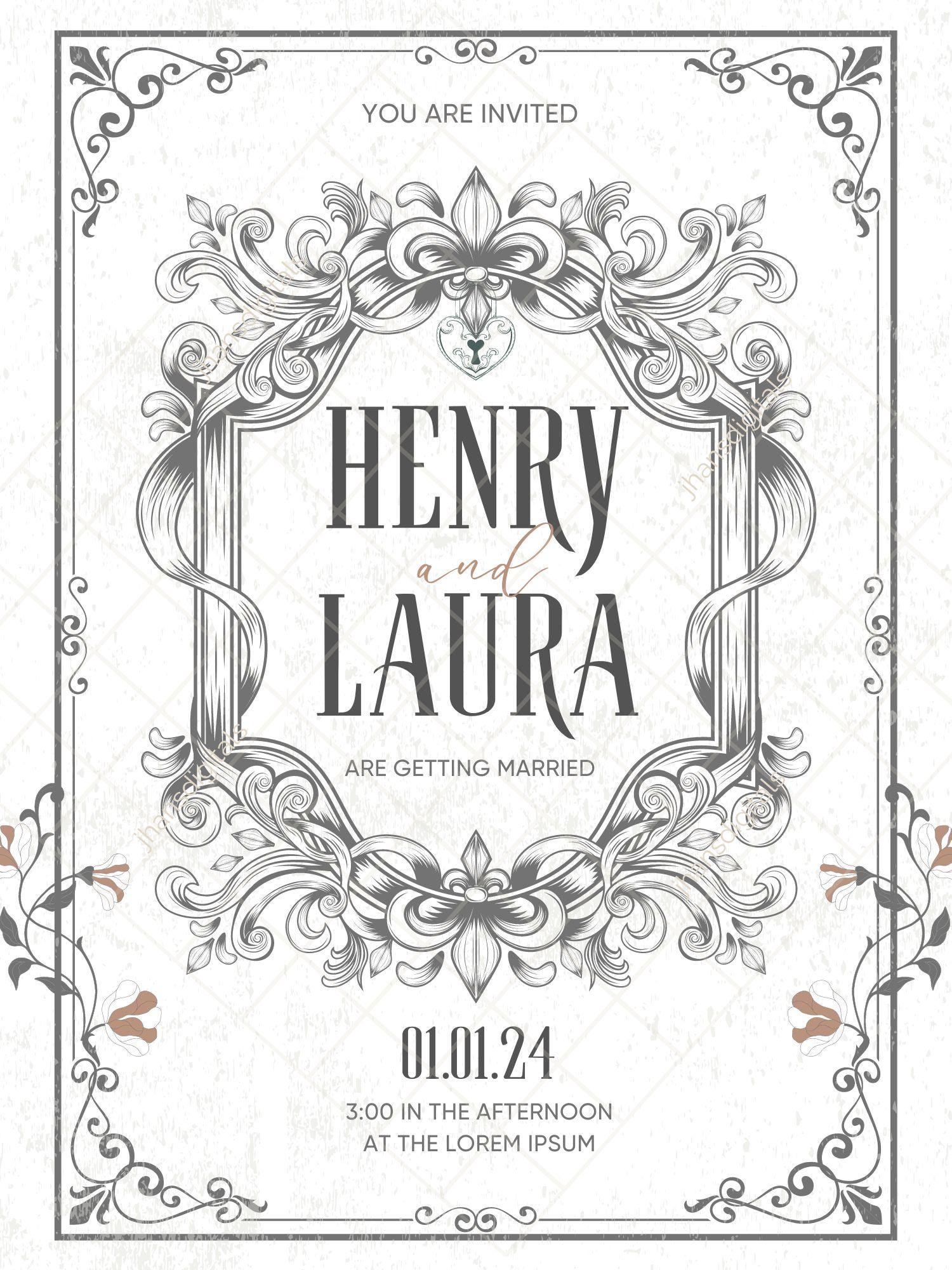 Unique Vintage / Victorian Style Wedding Invitation - Etsy