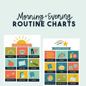 Kids Chore Chart - Morning Evening Routine Chart - Responsibility Chart ...
