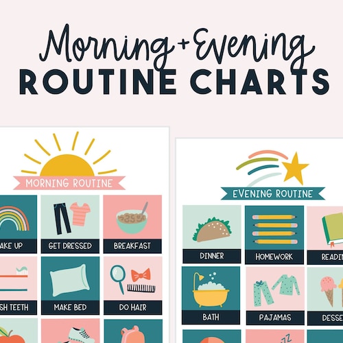 Kids Chore Chart Printable Morning and Evening AZ105 - Etsy