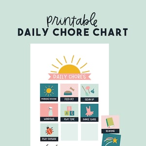Printable Daily Chore Chart Checklist for Kids - Pink Version - Etsy