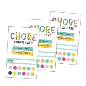 Chore Punch Card - Chore Chart - Reward Chart - Kids Chore Chart - Etsy