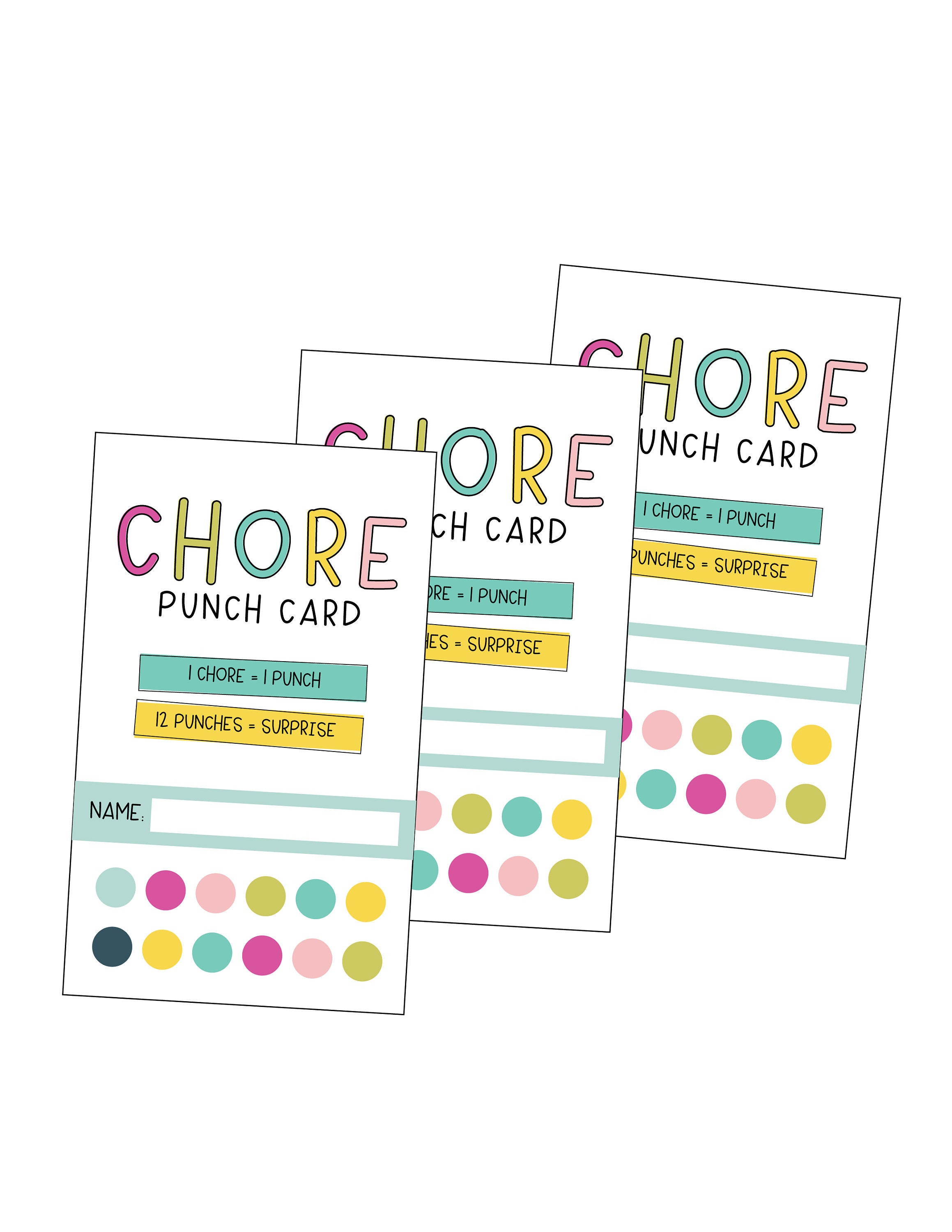 Chore Punch Card Chore Chart Reward Chart Kids Chore | Etsy
