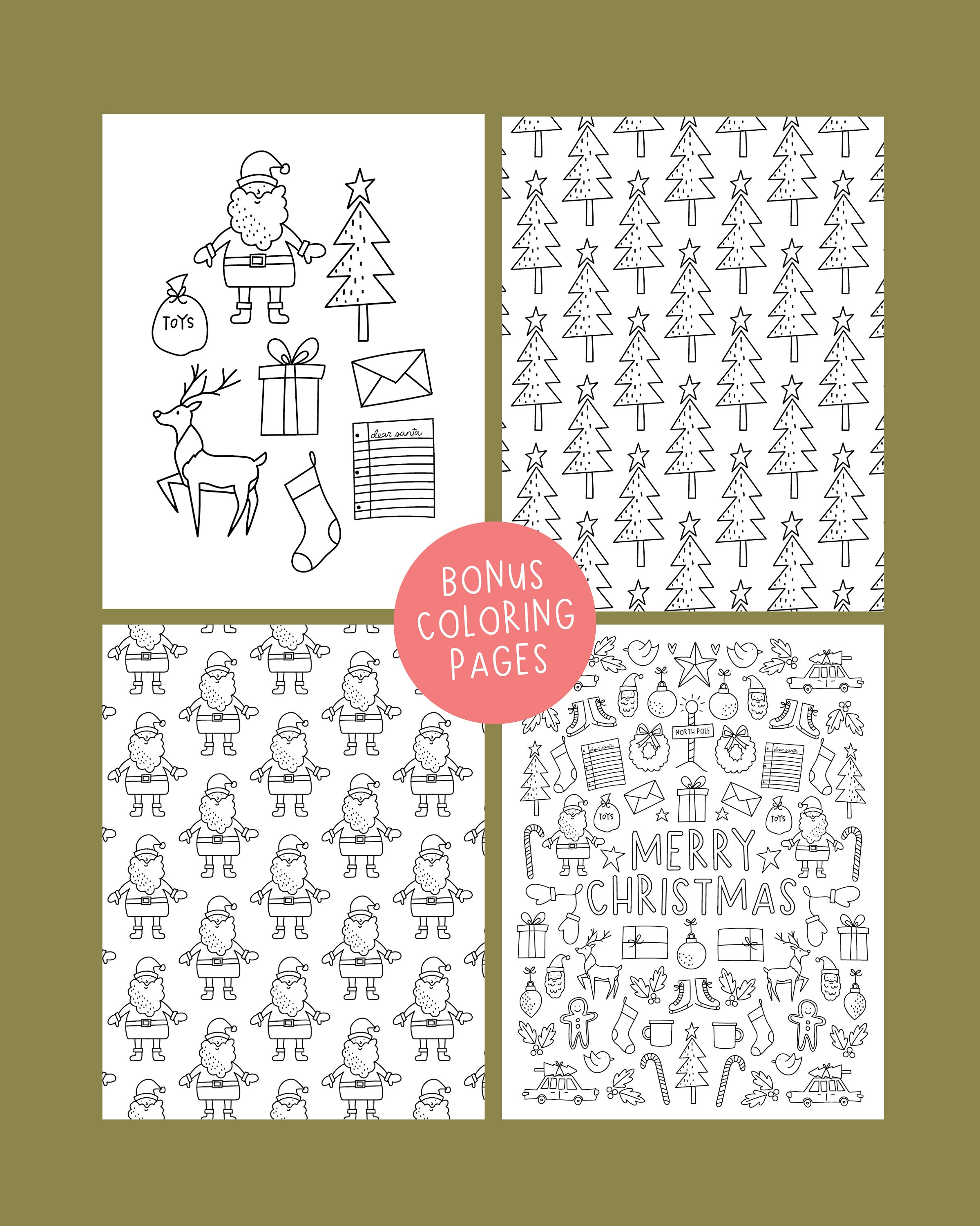 HUGE Christmas Coloring Poster and Holiday Coloring Pages | Etsy