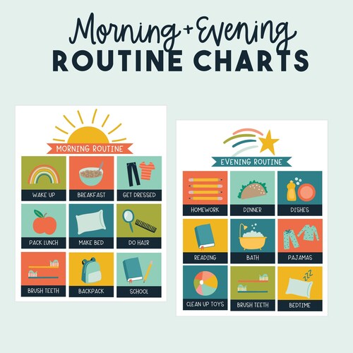Kids Chore Chart Morning Evening Routine Chart - Etsy