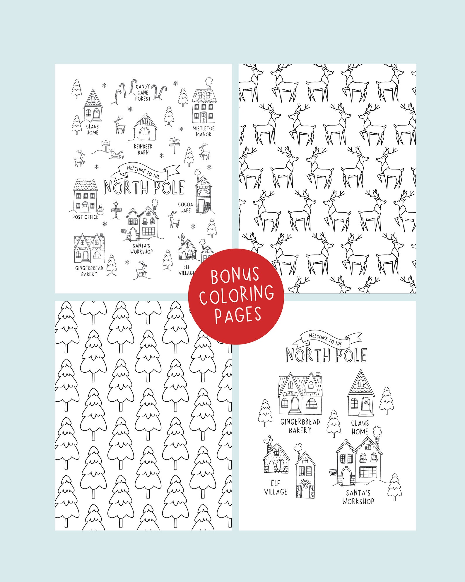 North Pole Christmas Coloring Poster Engineer Print - Etsy