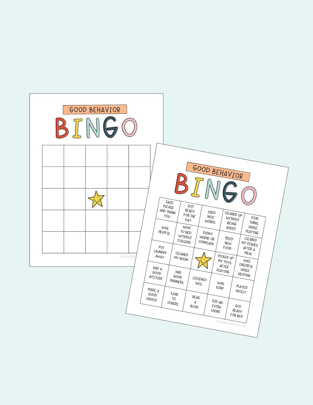 Good Behavior Bingo Printable Chart - Behavior Reward - Chore Chart ...