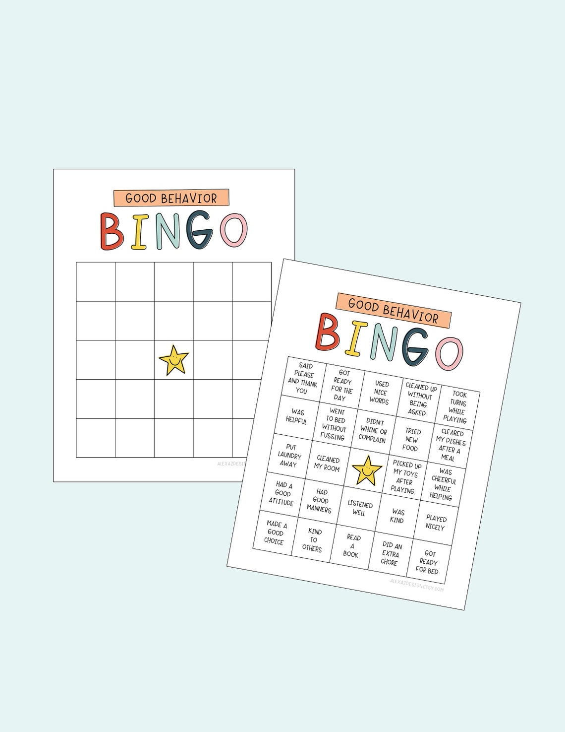 Good Behavior Bingo Printable Chart Behavior Reward Chore - Etsy