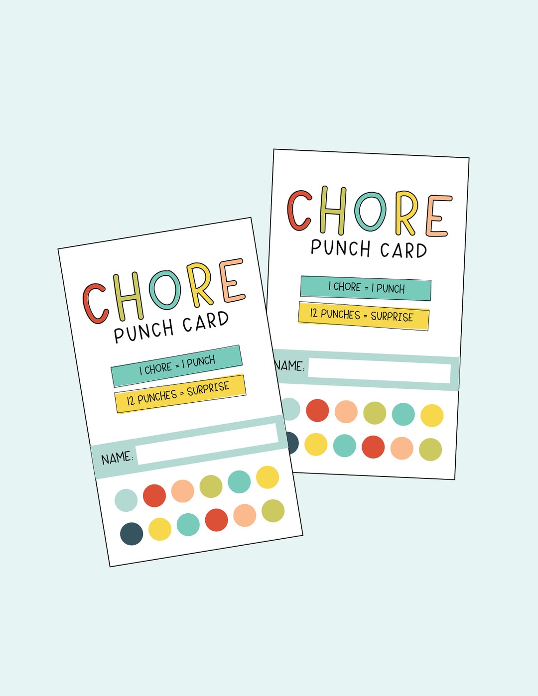 Chore Punch Card - Kids Chore Chart - Reward Chart - Etsy