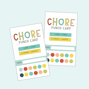 Chore Punch Card - Kids Chore Chart - Reward Chart - Etsy