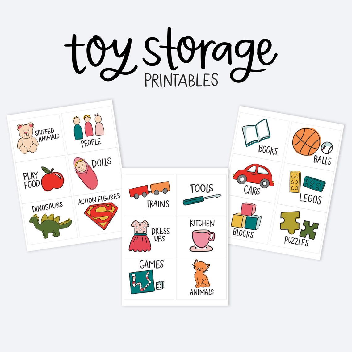 Kids Toy Room Organization Labels Storage Picture Printables - Etsy