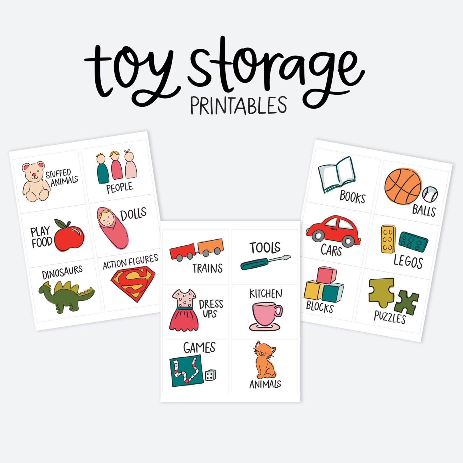 Kids Toy Room Organization Labels - Storage Picture Printables - Etsy