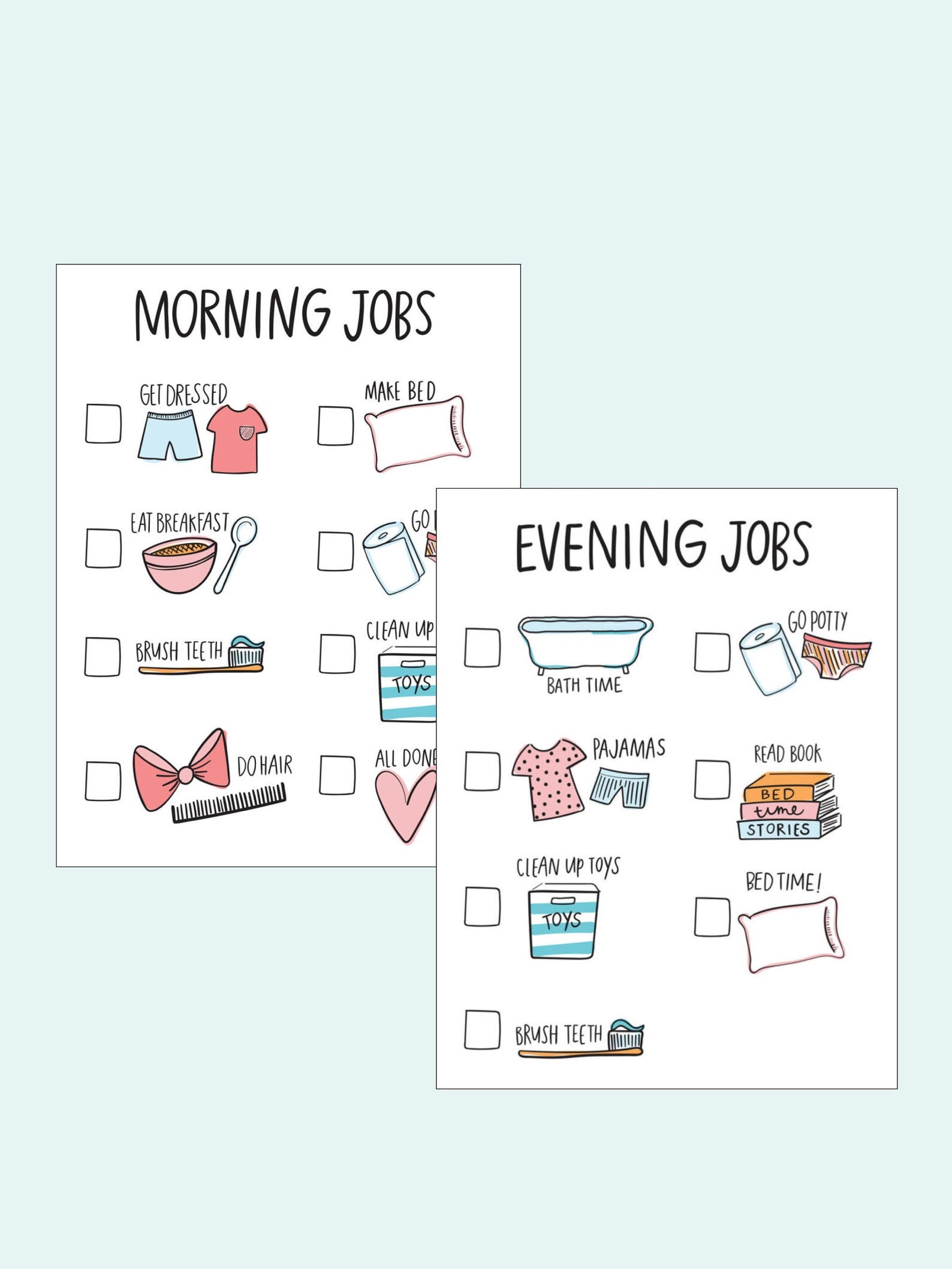 Kids Chore Chart Morning and Evening Daily Chore Routine - Etsy Canada