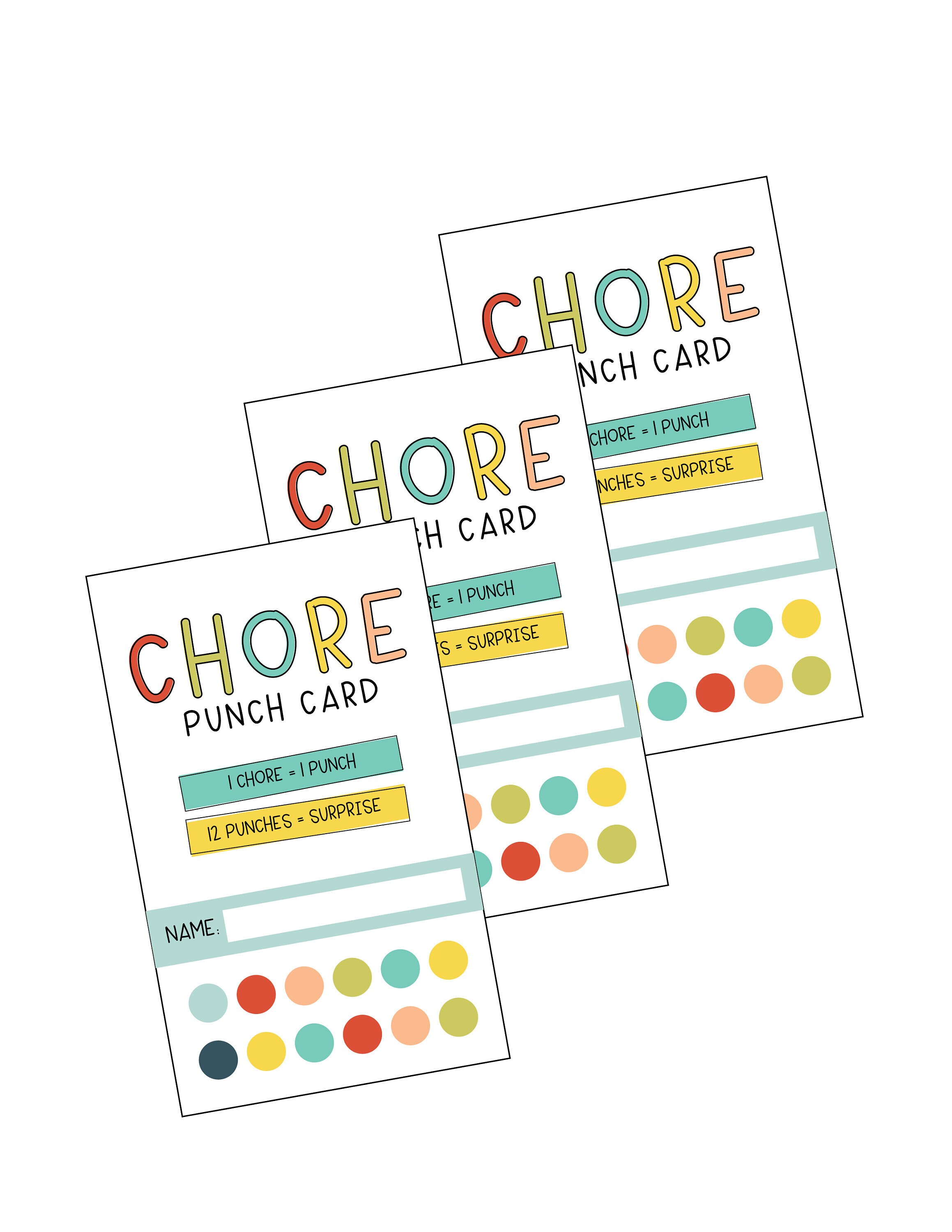 Chore Punch Card Kids Chore Chart Reward Chart - Etsy