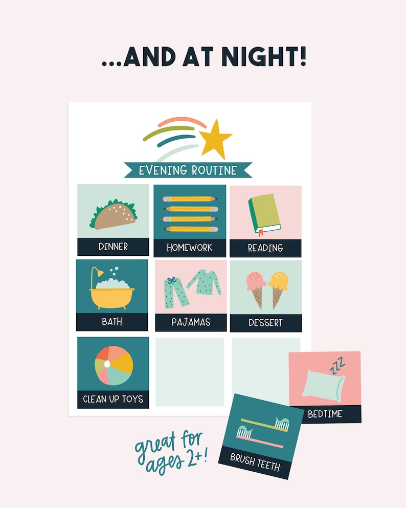 Kids Chore Chart Morning Evening Routine Chart in Pink - Etsy Denmark