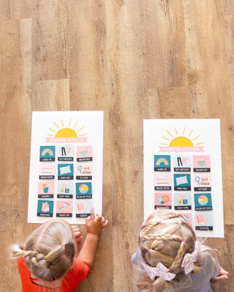 Kids Chore Chart Morning Evening Routine Chart in Pink - Etsy Denmark