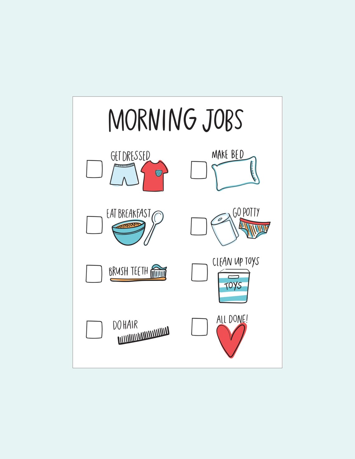 Kids Chore Chart Printable Morning and Evening AZ105 | Etsy