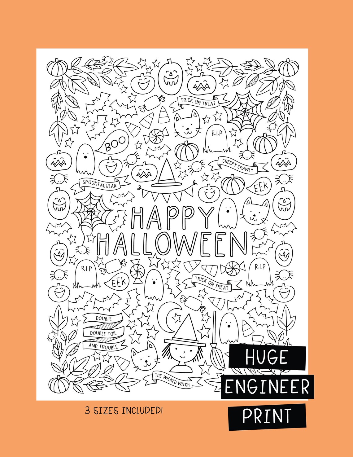 GIANT Halloween Kids Coloring Pages - Etsy