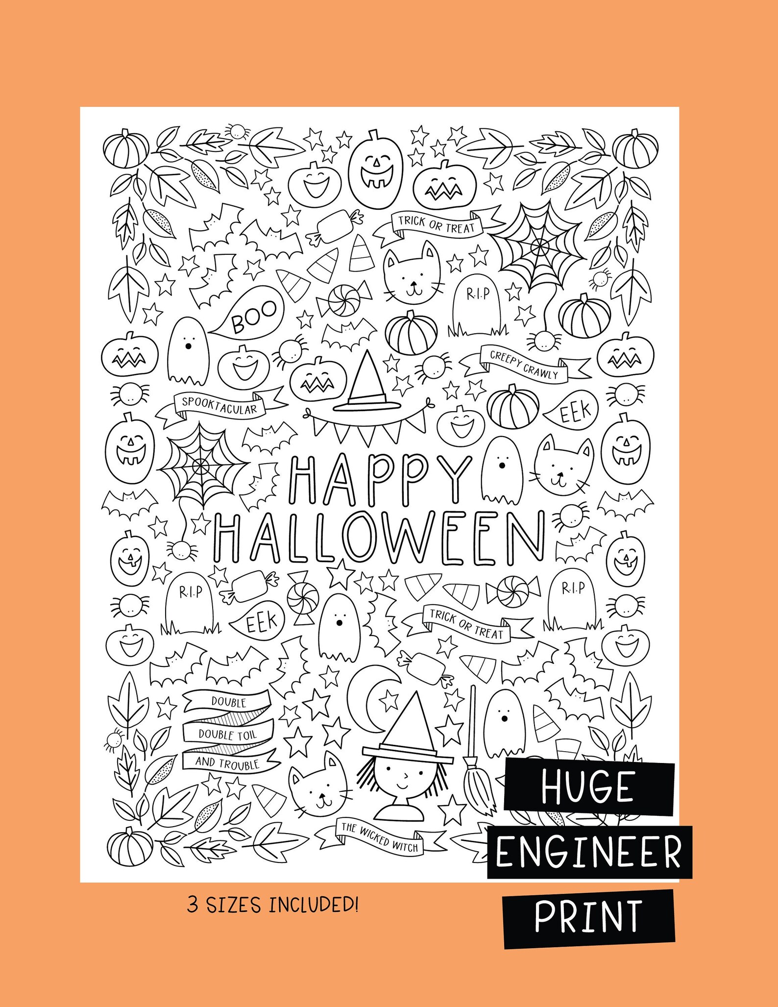 GIANT Halloween Kids Coloring Pages - Etsy