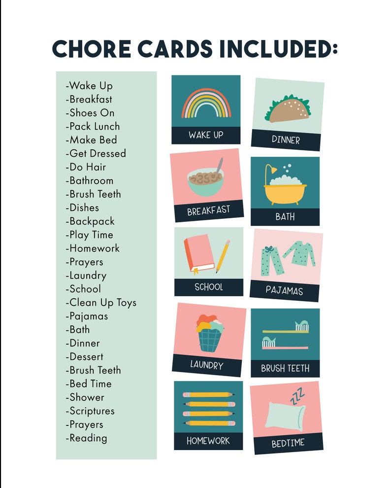 Kids Chore Chart Morning Evening Routine Chart in Pink - Etsy